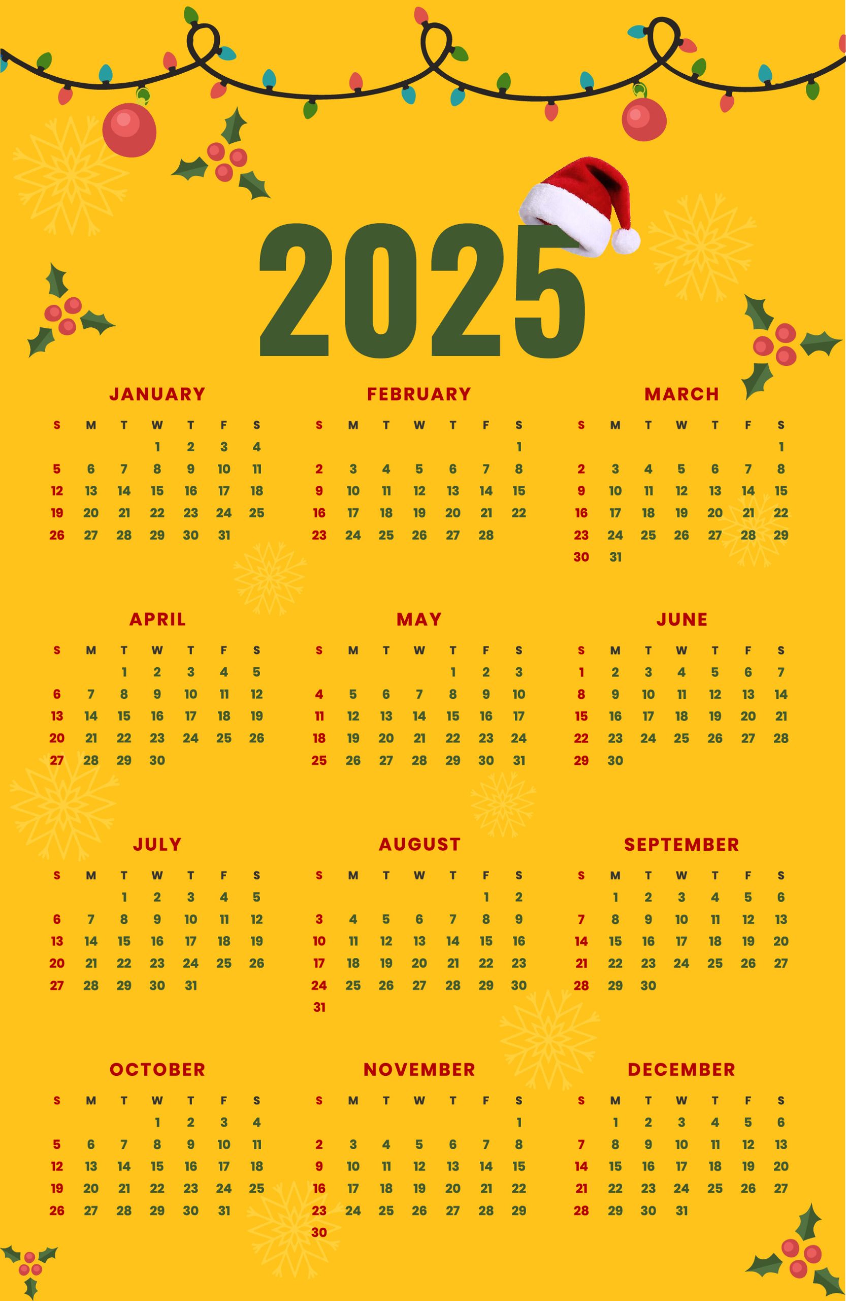 2025 Calendar Christmas Decoration Jubilant printed vinyl decal