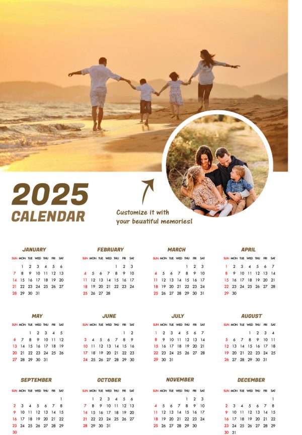 2025 Calendar Custom Family Picture printed vinyl decal
